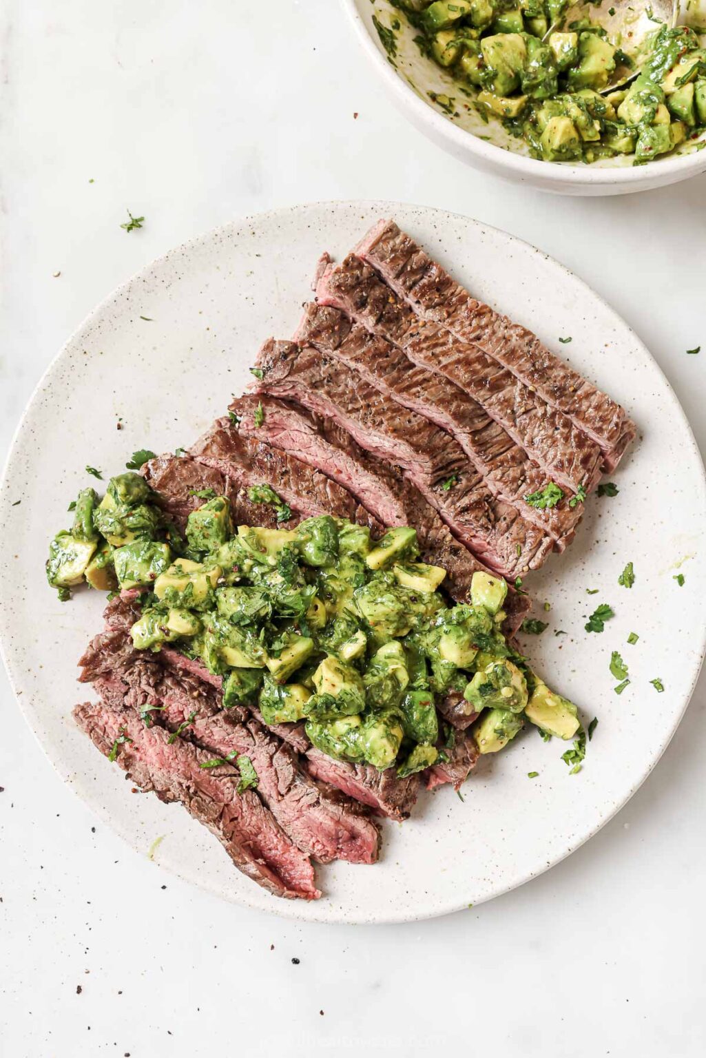 Grilled Flank Steak with Avocado Chimichurri | Joyful Healthy Eats