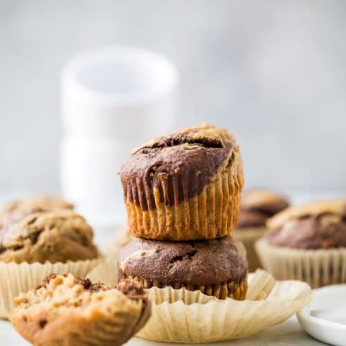 Healthy Marbled Chocolate Banana Muffins - Amazing Banana Muffins!