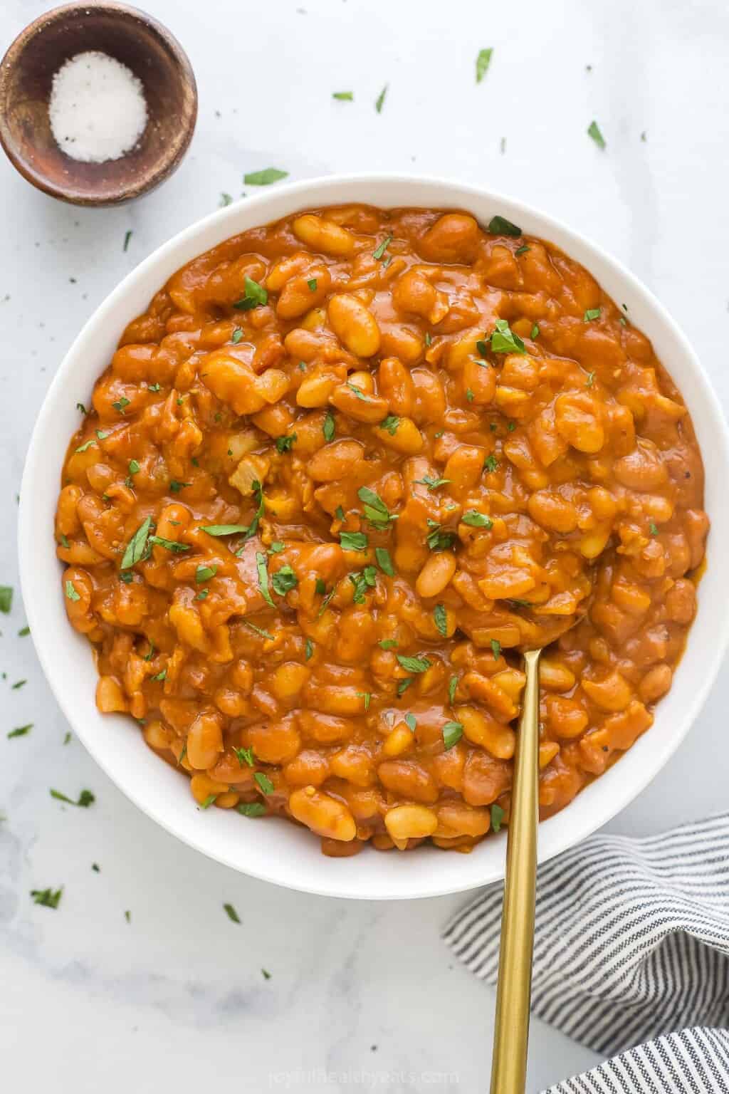 Easy Homemade Baked Beans With Bacon | Joyful Healthy Eats