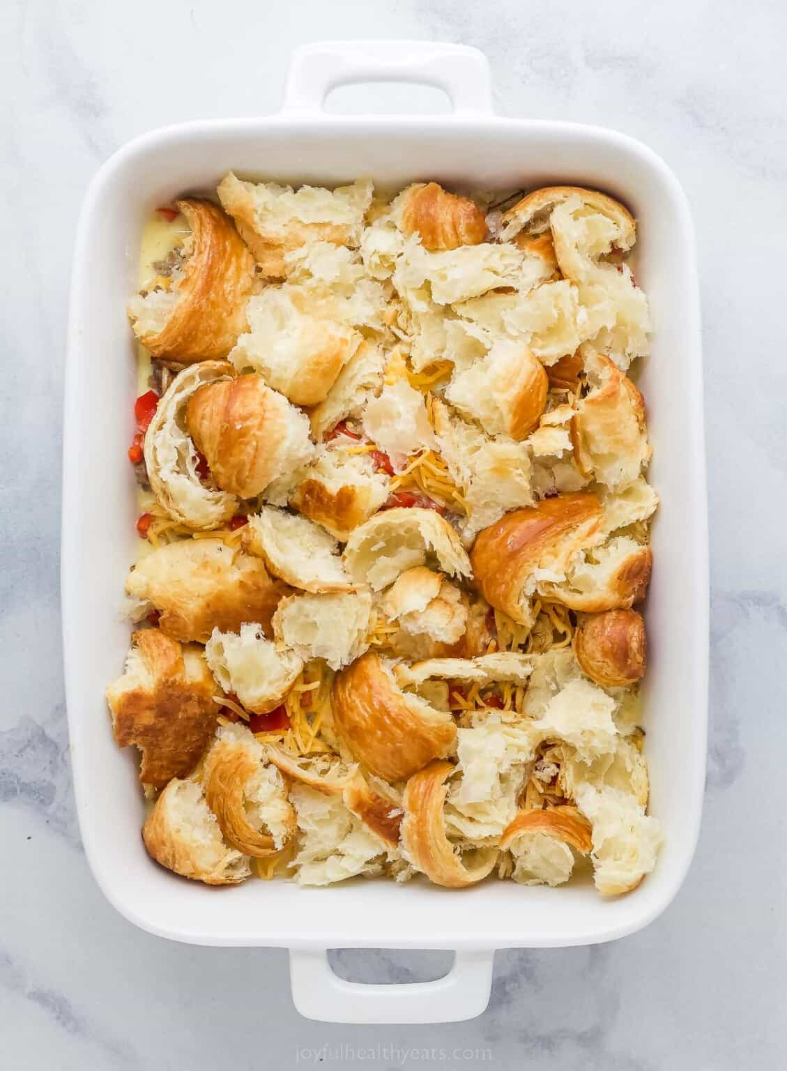 Croissant Breakfast Casserole with Sausage | Joyful Healthy Eats