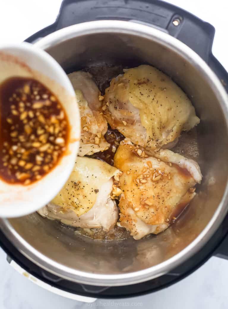 Honey Garlic Instant Pot Chicken Thighs | Joyful Healthy Eats
